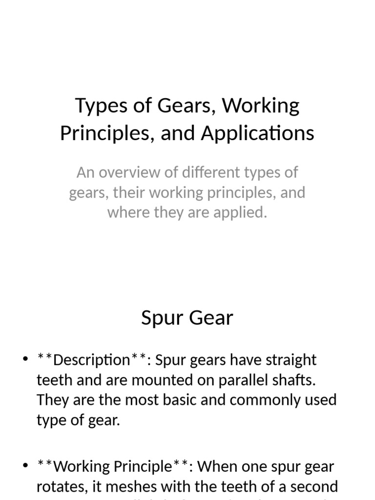 Types of Gears and Their Applications | PDF | Gear | Mechanics