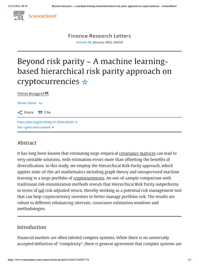 Beyond Risk Parity - A Machine Learning-Based Hierarchical Risk Parity Approach On ...