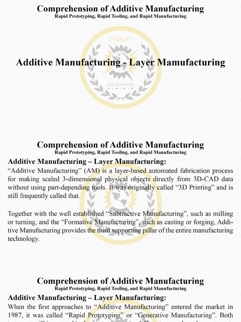Additive Manufacturing - Layer Manufacturing | PDF