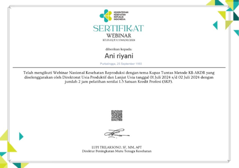 Webinar Nasional Kesehatan Reproduksi Dengan Tema Kupas Tuntas Metode ...