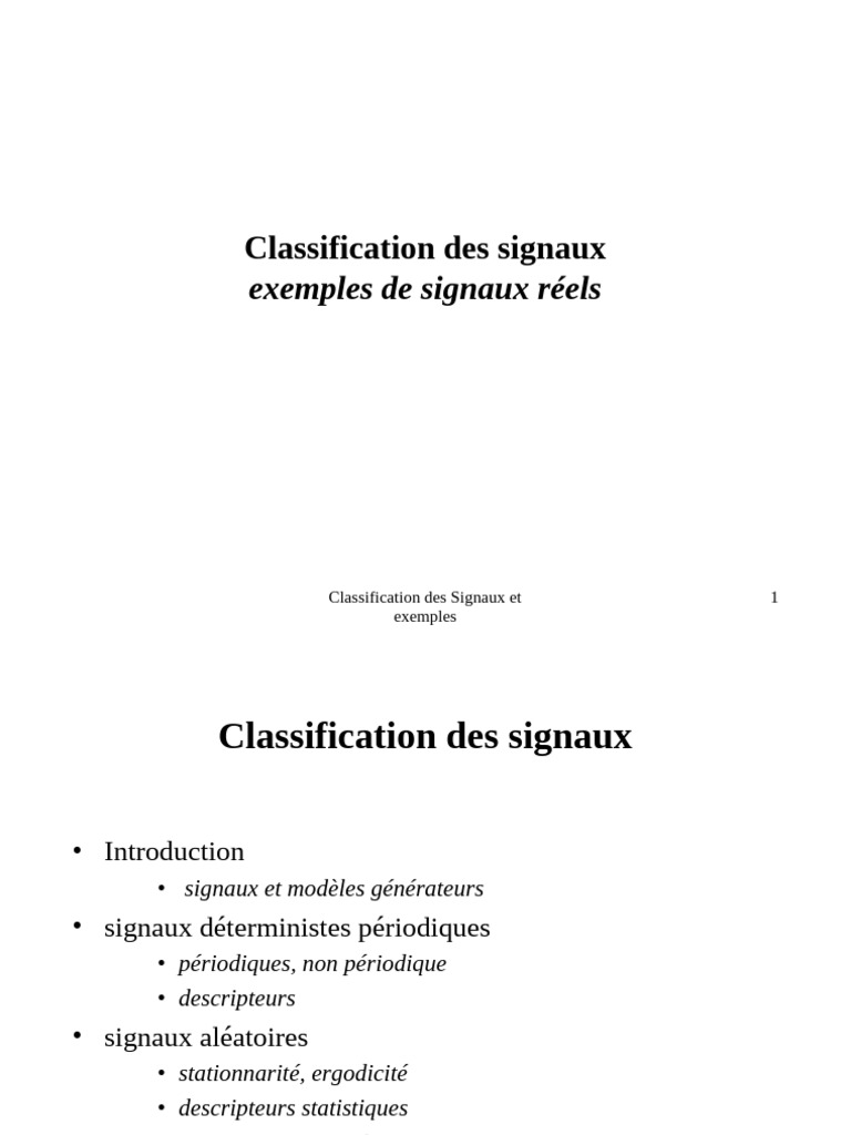 Classification des Signaux et Exemples | PDF | Processus stationnaire ...