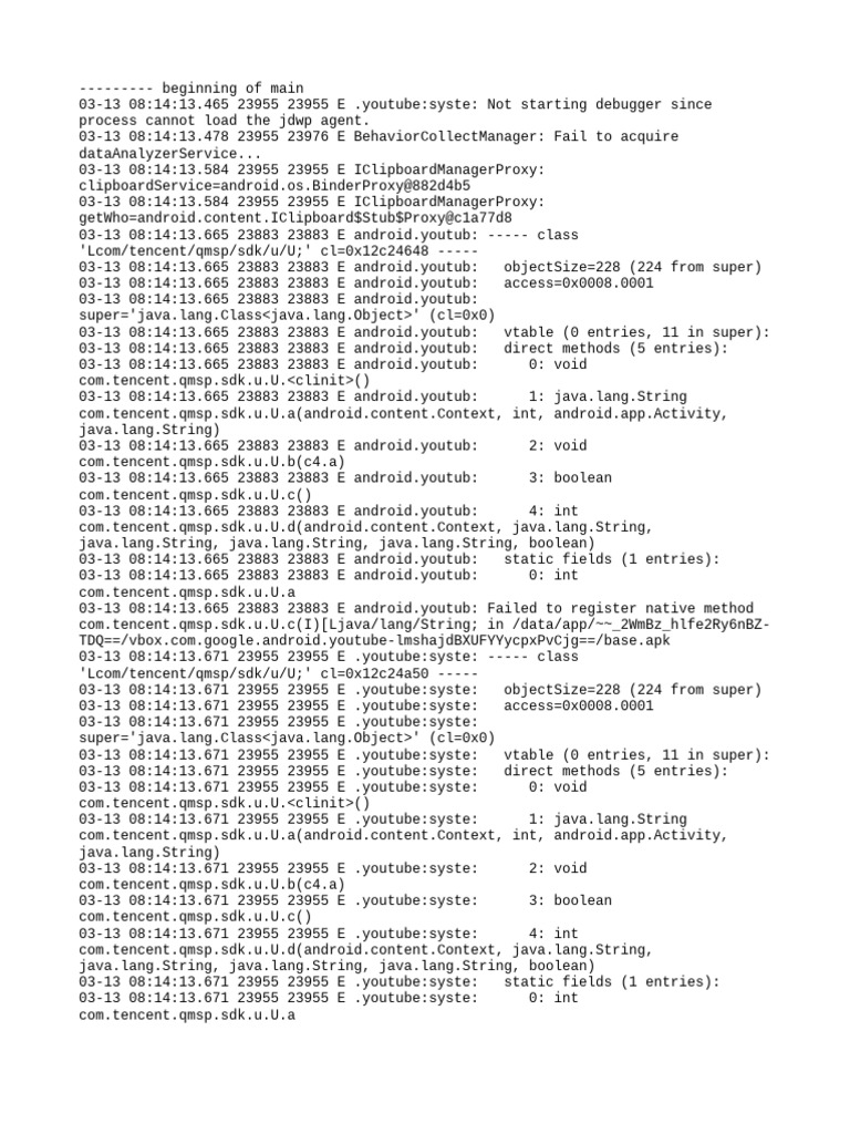 .Google - Android.youtube Logcat | PDF | Java (Programming Language) | Computer Programming