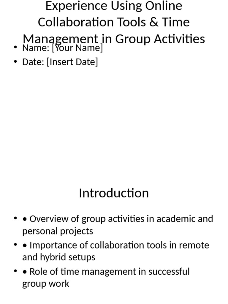 Online Collaboration and Time Management Experience | PDF