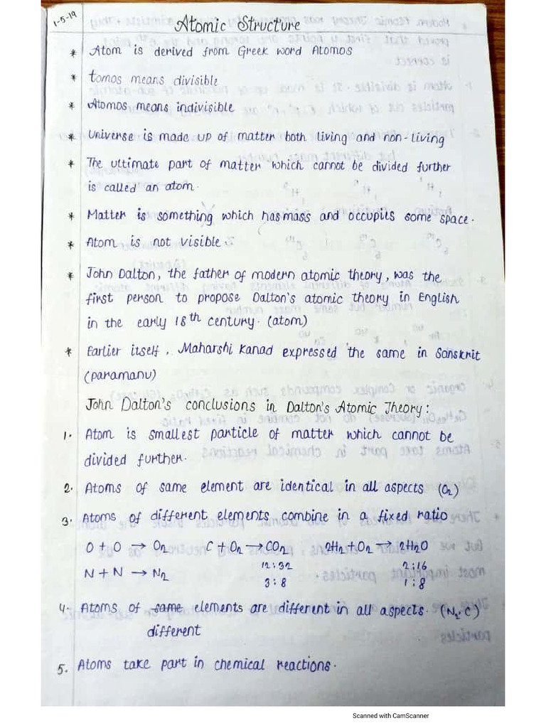 Atomic Structure Notes | PDF