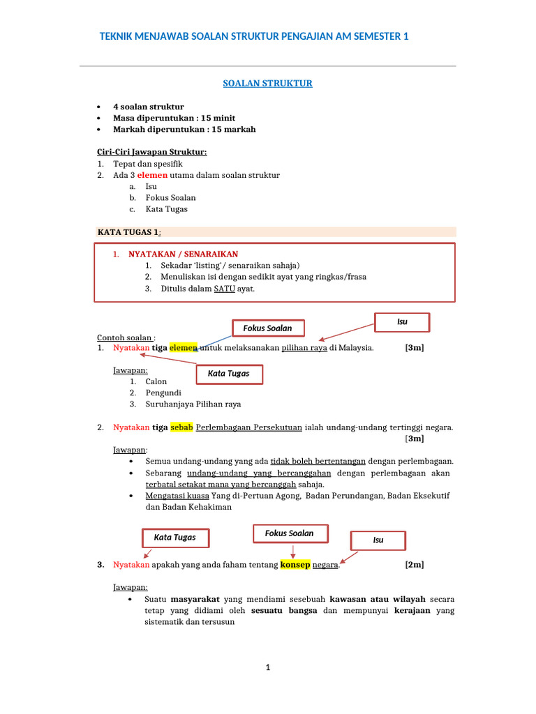 Teknik Menjawab Soalan Struktur | PDF