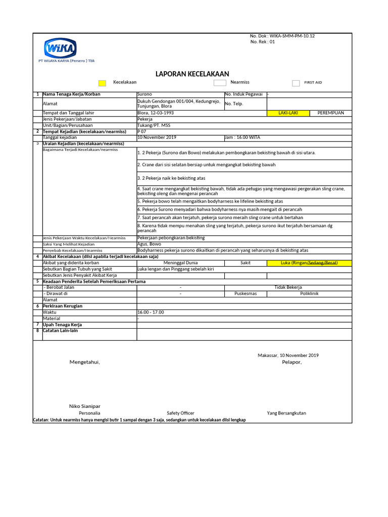 Laporan Kecelakaan | PDF