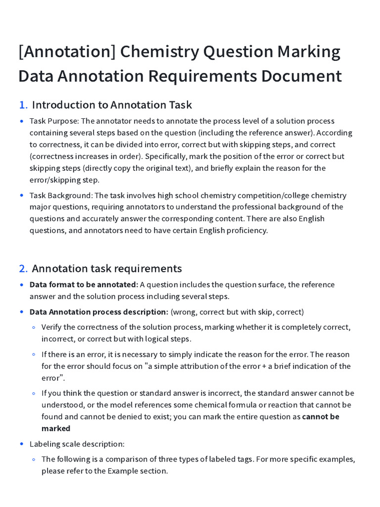 (Annotation) Chemistry Question Marking Data Annotation Requirements ...