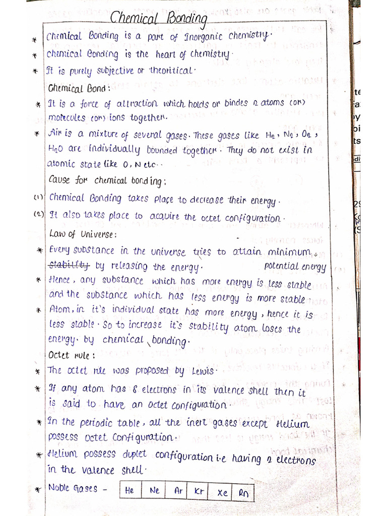 Chemical Bonding Notes | PDF