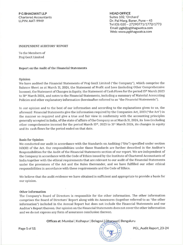 annual-accounts-praj-genX-limited-F-Y-2023-24 | PDF | Business | Taxes