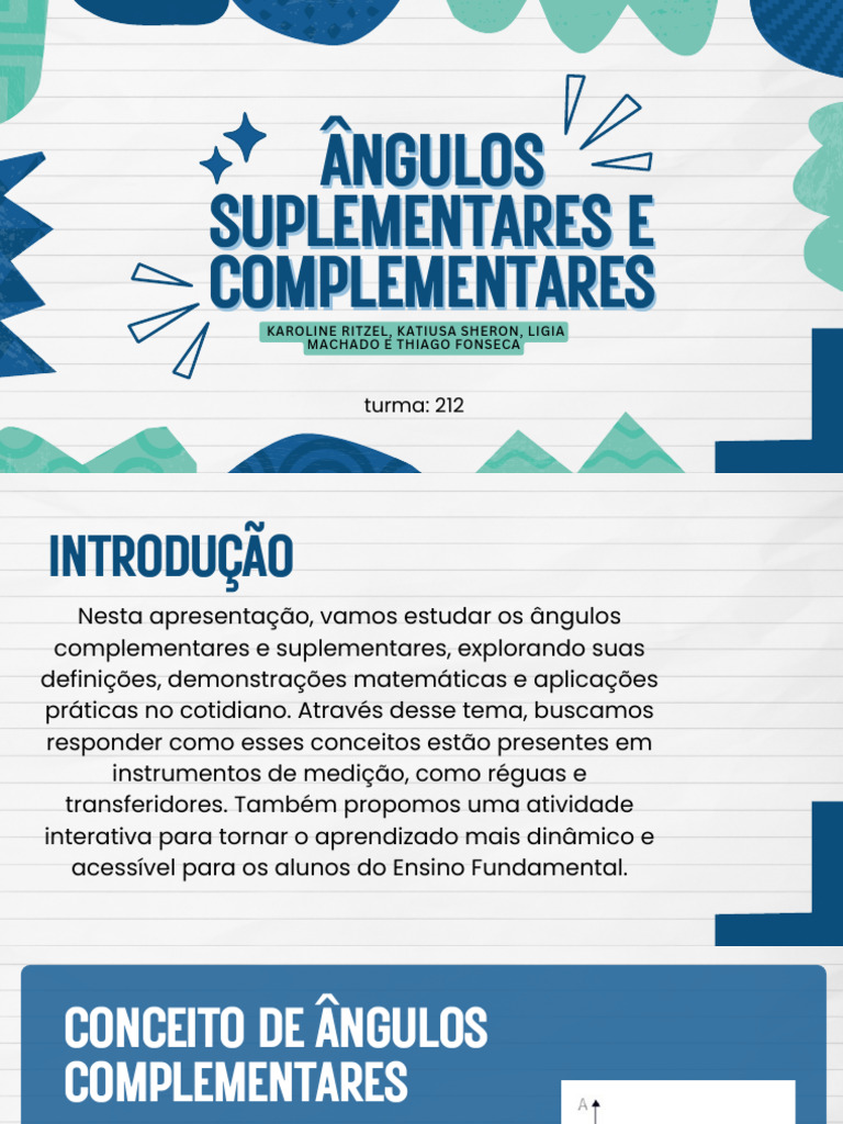 Ângulos Complementares e Suplementares 212 PDF | PDF | Ângulo