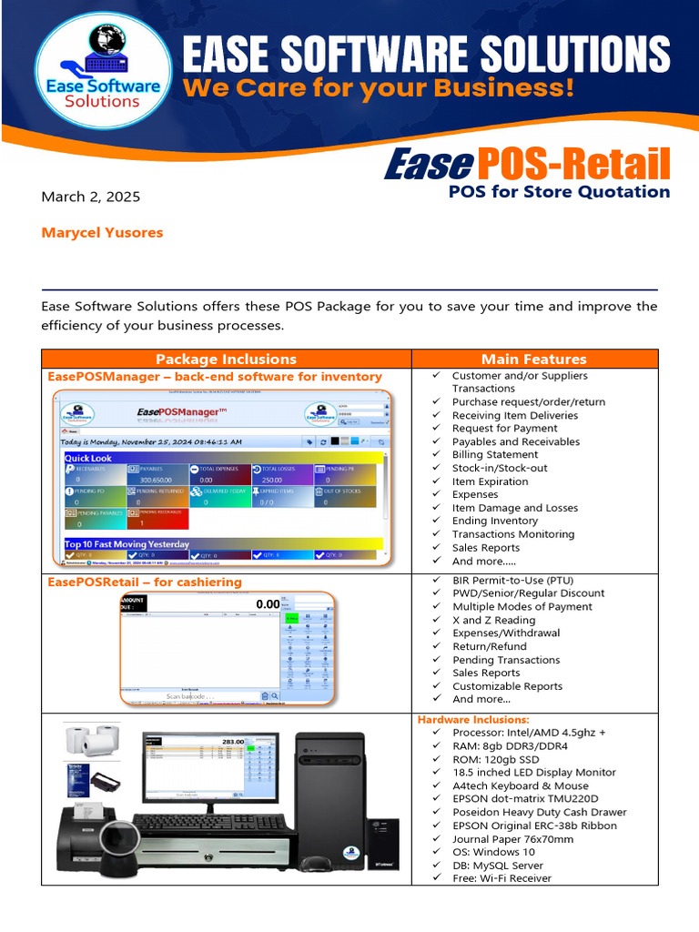 Pos For Store Quotation (Marycel Yusores) | PDF | Point Of Sale | Software