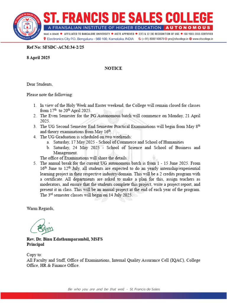 Notice 34 225 April 8, 2025 Students | PDF