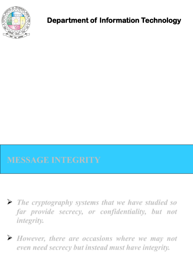 6 Message Integrity and Authentication | PDF | Cryptography | Espionage Techniques