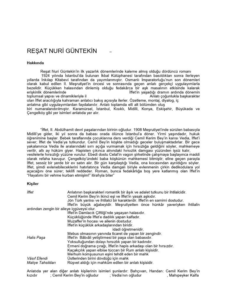 Damga Resat Nuri Guentekin | PDF