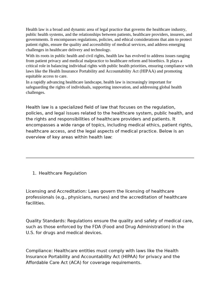 Health Law and International Health Law | PDF | Health Care | Public Health