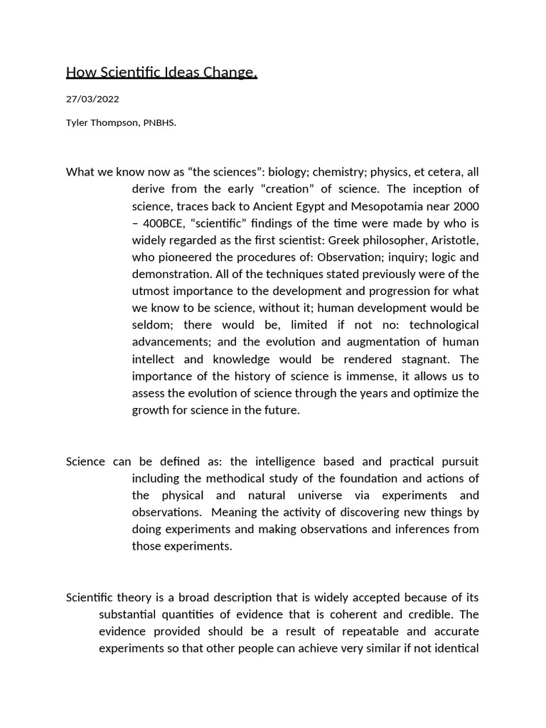 Evolution of Scientific Ideas and Theories | PDF | Science | Theory