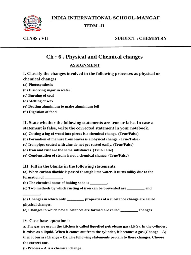 20240212204555IIS A E344359be425a896.class7 Chemistry CH-6 Assignment Questions | PDF | Chemical ...