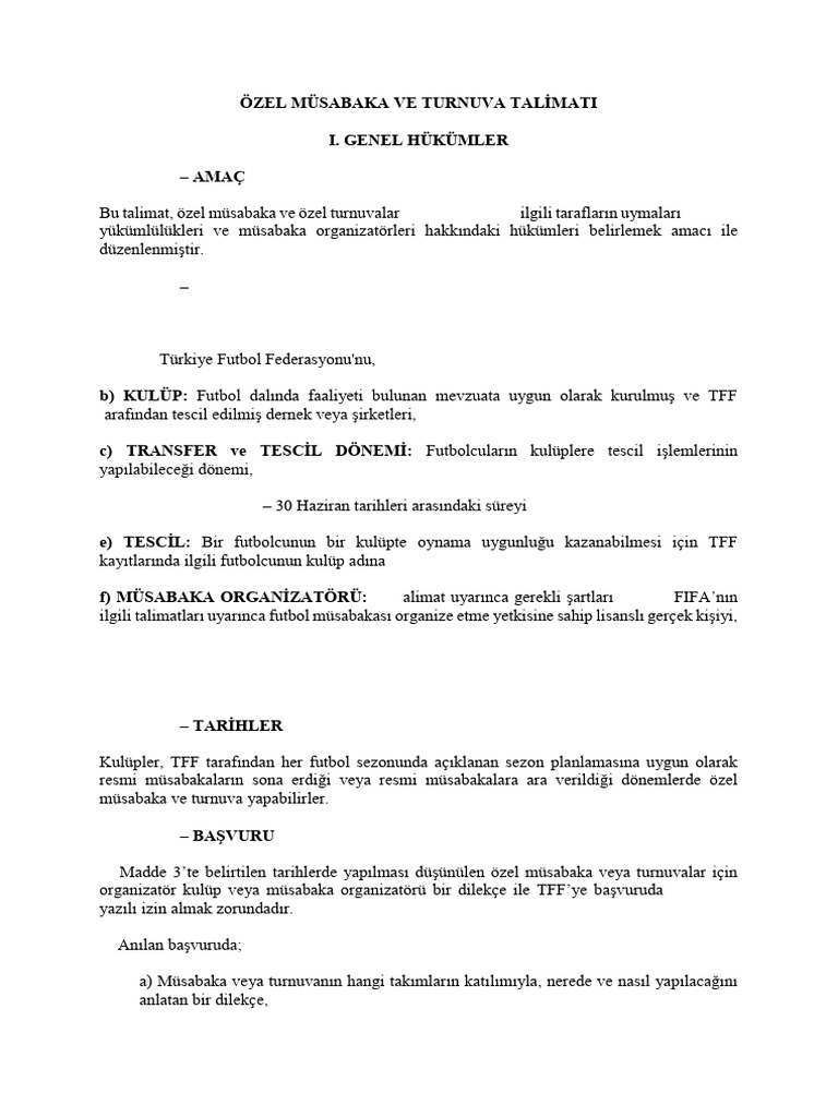 Ozel Musabaka Ve Turnuva Talimati | PDF