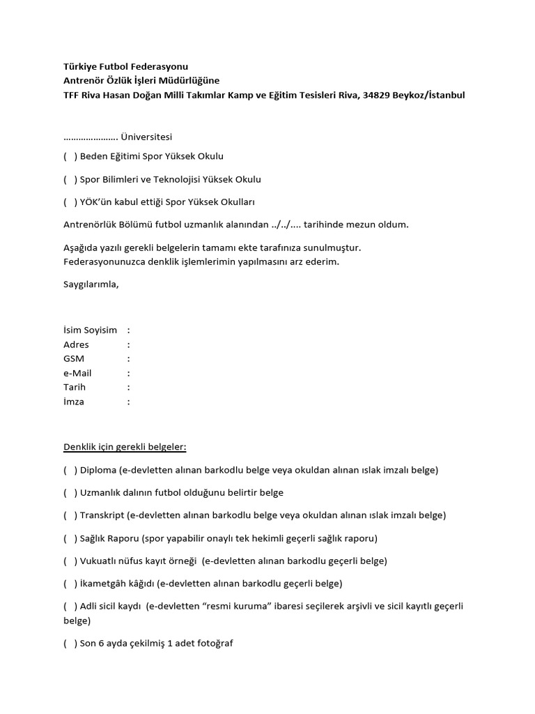 Denklik Dilekcesi Revize | PDF