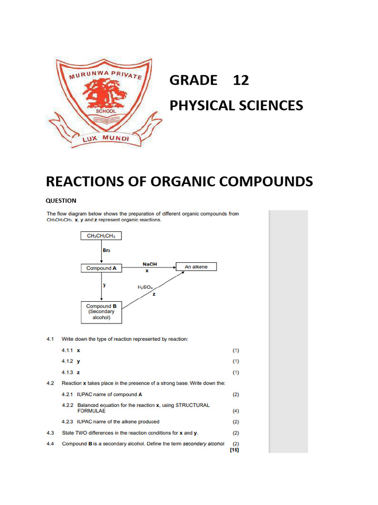 Reactions of Organic Compounds | PDF