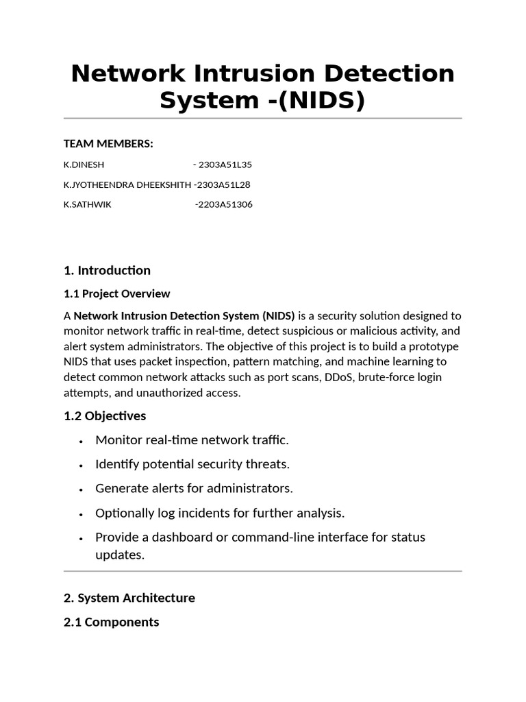 Network Intrusion Detection System Crypto Project | PDF | Transmission ...