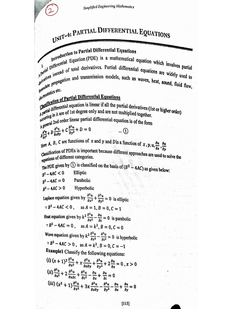 Lecture II Classification of Partial Differential Equations, Laplace ...