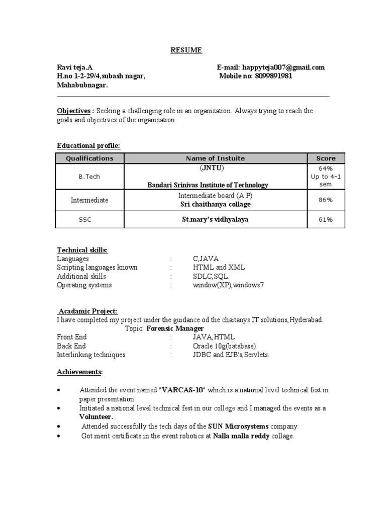 Ravi Teja Resume | PDF