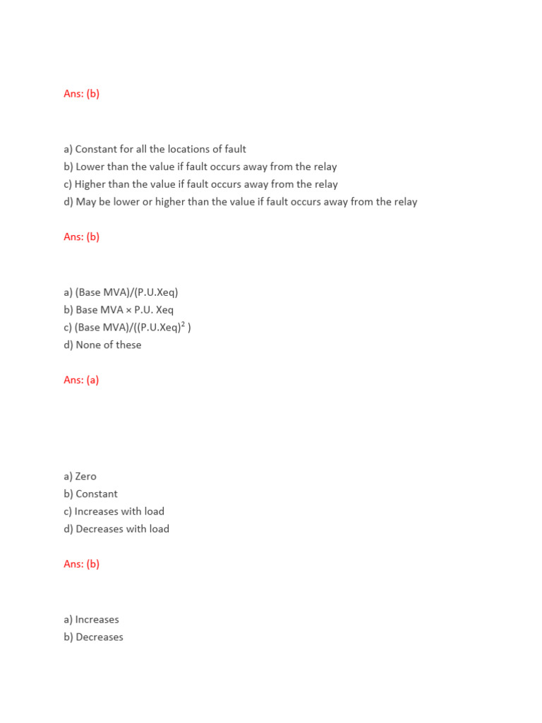 Objective Type Question or MCQ of Transmission and Distribution Compress | PDF | Electric Power ...