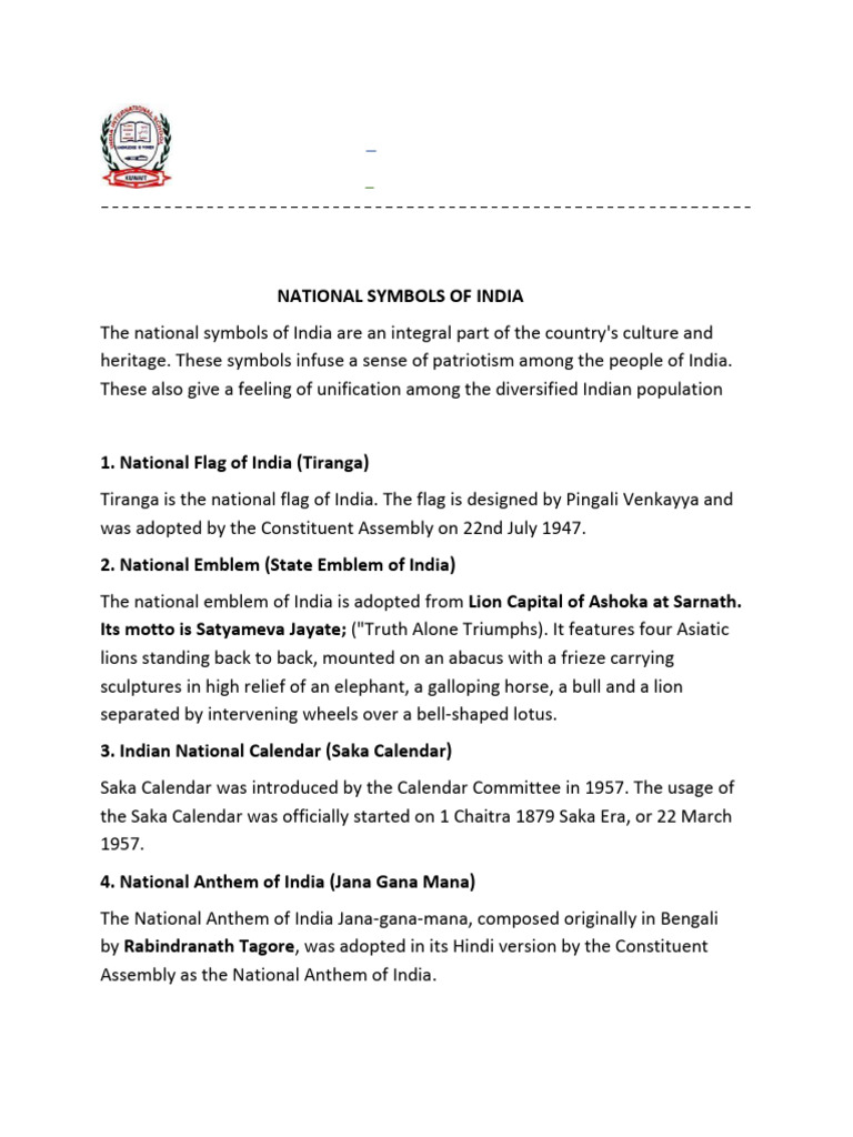 National Symbols of India | PDF