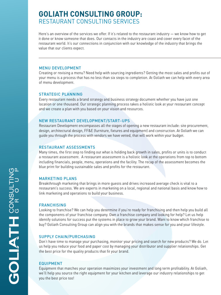 Goliath Consulting Group 2016 | PDF | Franchising | Brand