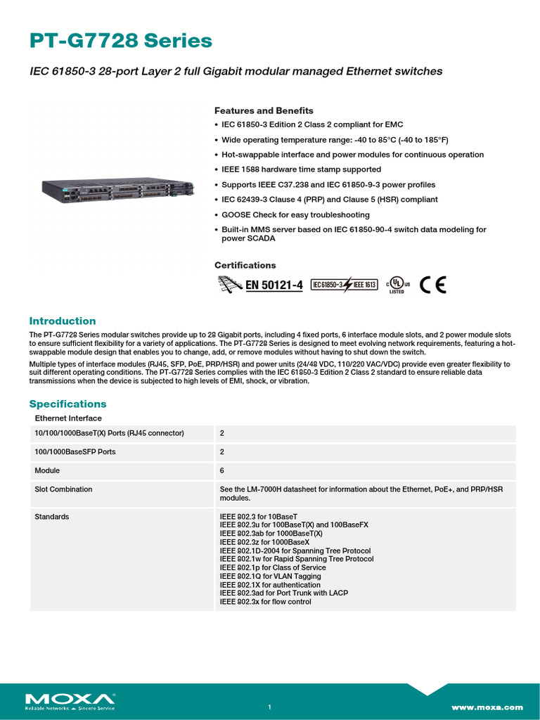 Moxa PT-G7728 Series Switch Overview | PDF | Network Switch | Ethernet