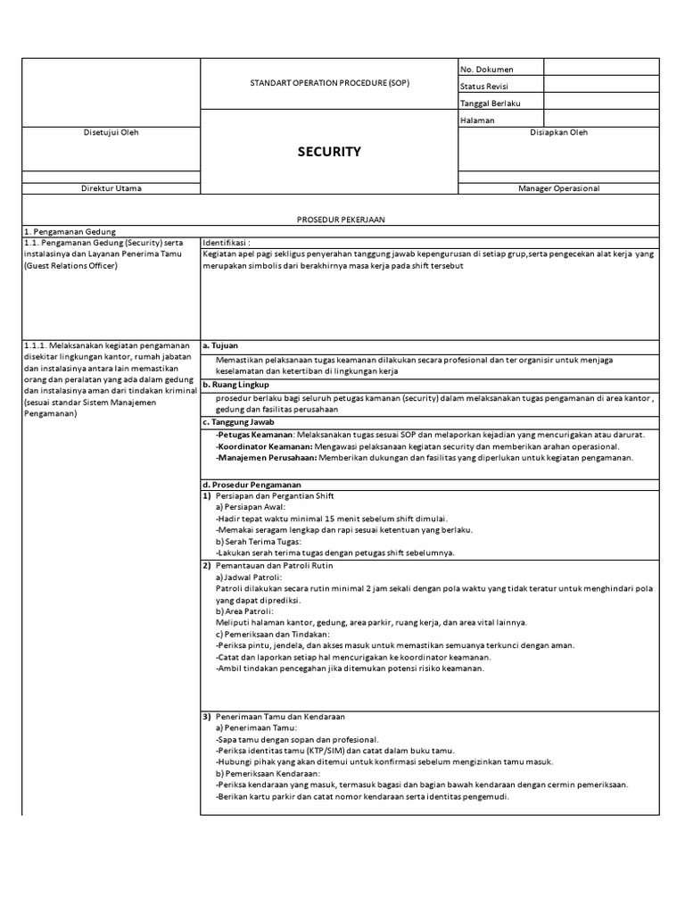 Prosedur Keamanan dan Penerimaan Tamu | PDF