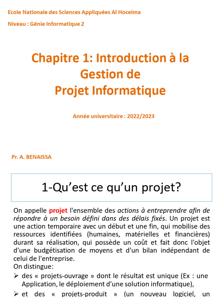 Introduction à la Gestion de Projet IT | PDF | Gestion de projet | Test ...