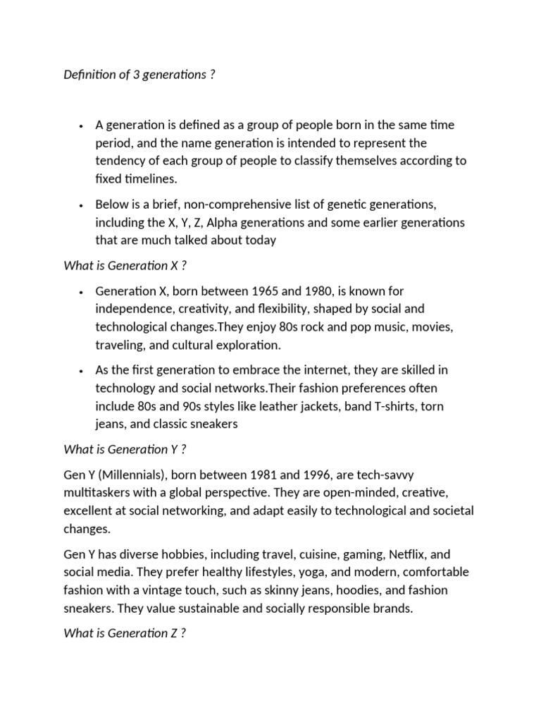 Definition of 3 Generations | PDF