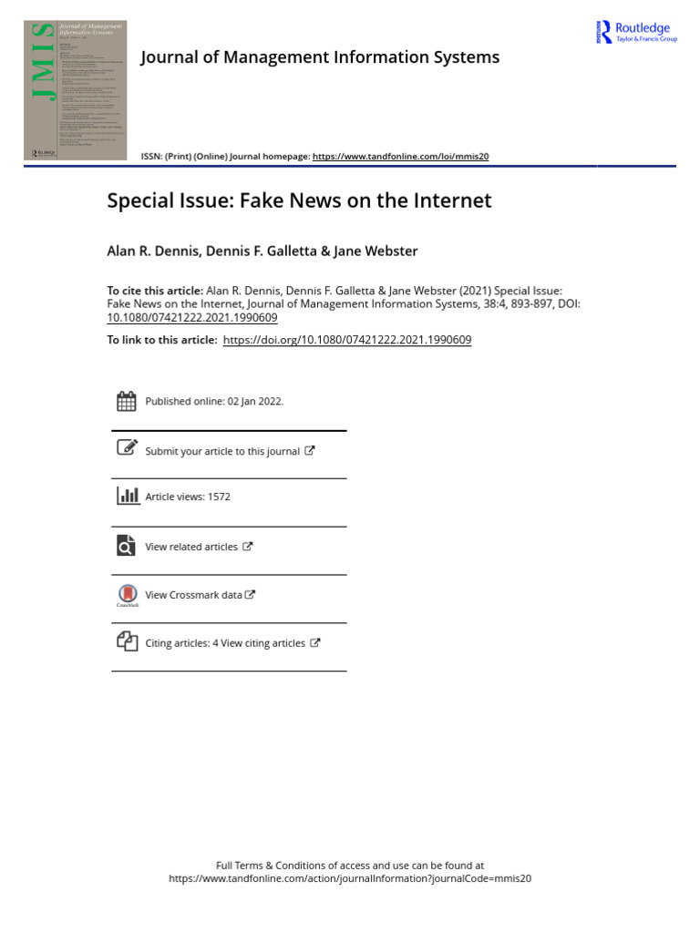 Special Issue on Internet Fake News | PDF | Bias | News