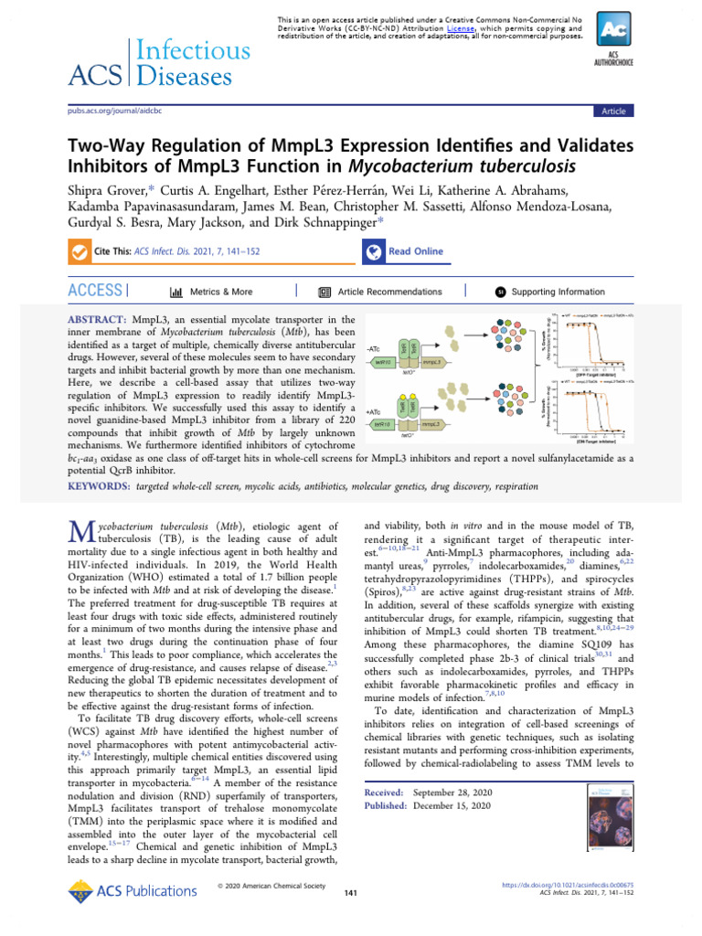 Two-Way Regulation of MmpL3 Expression Identifies and Validates ...
