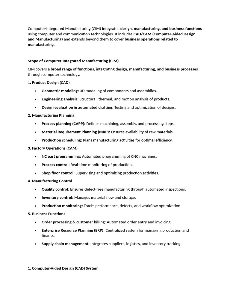 cim unit1 | PDF | Automation | Numerical Control