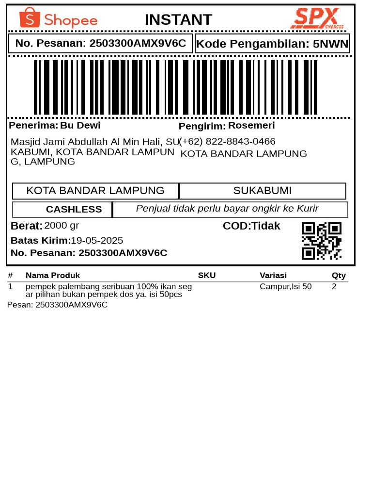 Label Pengiriman 121 | PDF