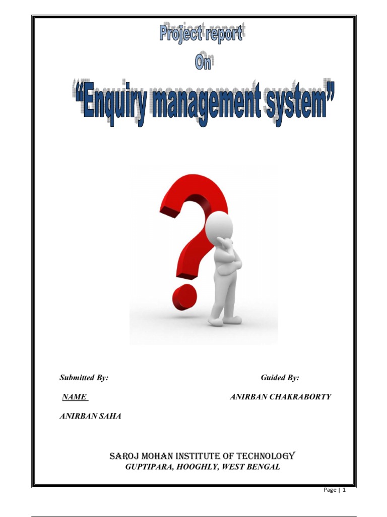 Enquiry Management Project Report | PDF | Feasibility Study | Java ...