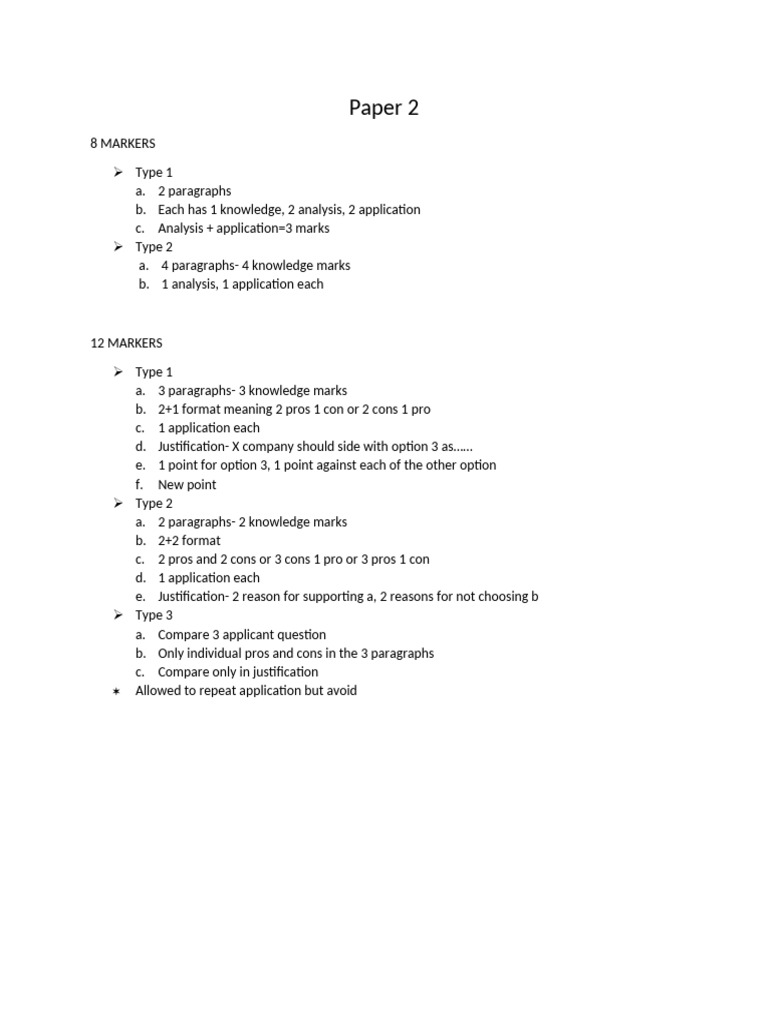 Business Studies Paper 2 Format | PDF
