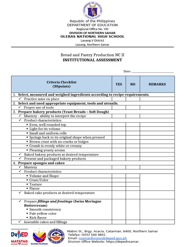 BPP Institutional Assessment | PDF | Cakes | Breads