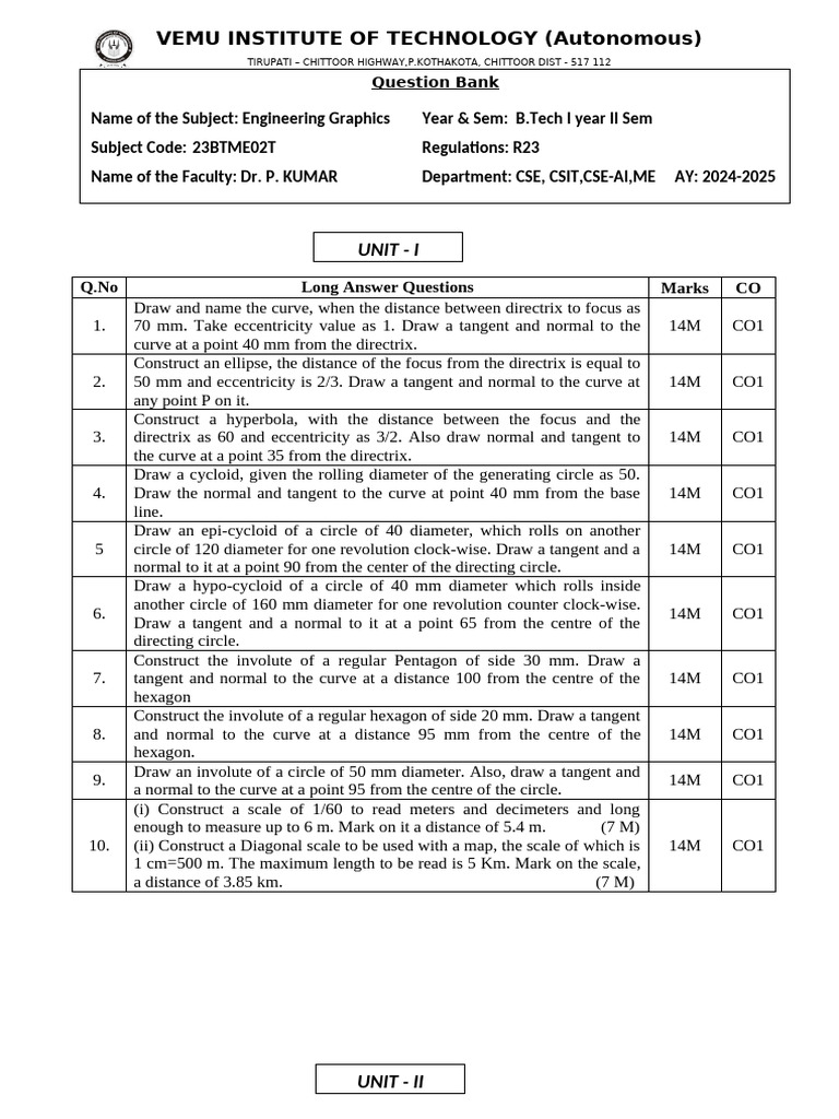 Updated EG Question Bank For The Year 24-25 | PDF | Elementary Geometry ...