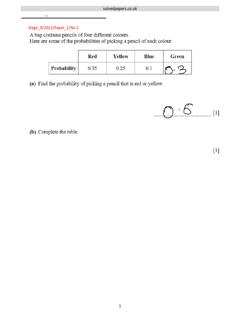 2022-Probability-Checkpoint Sec 1 Progression-Mathematics | PDF