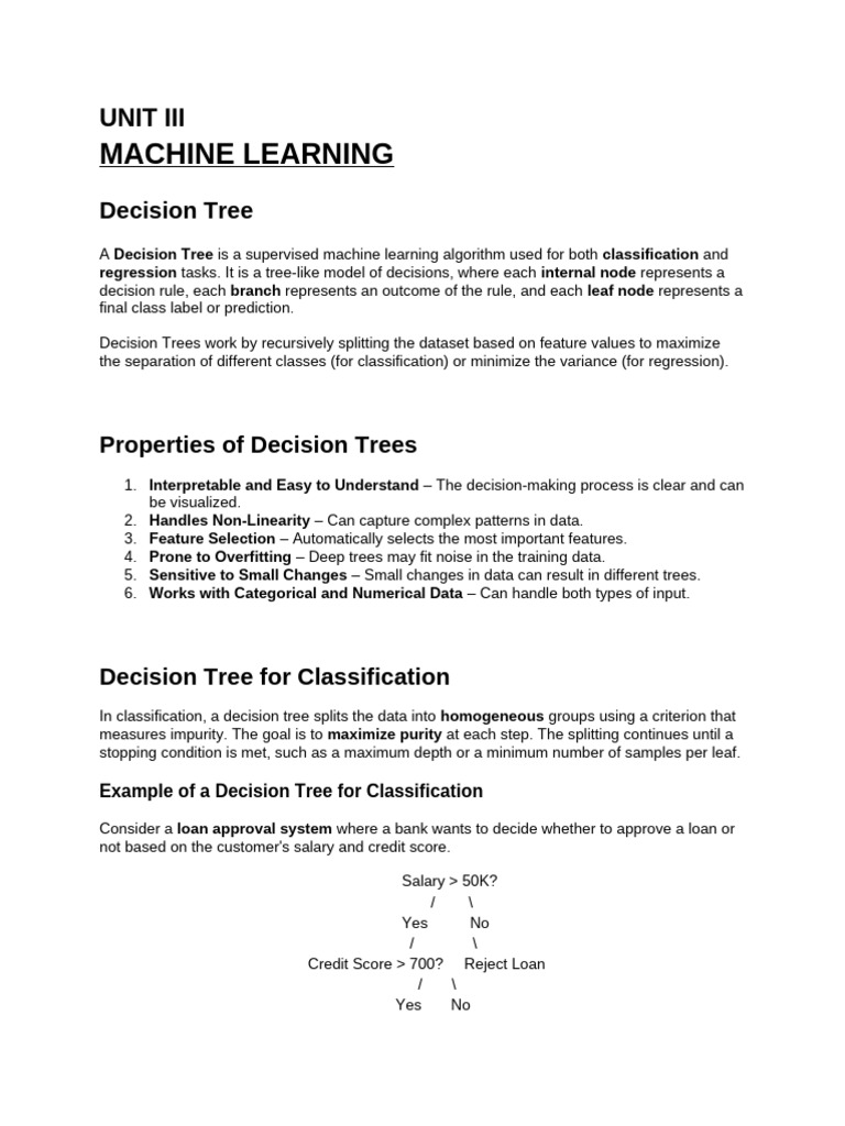 Decision Tree Machine Learning Guide | PDF | Mean Squared Error | Learning