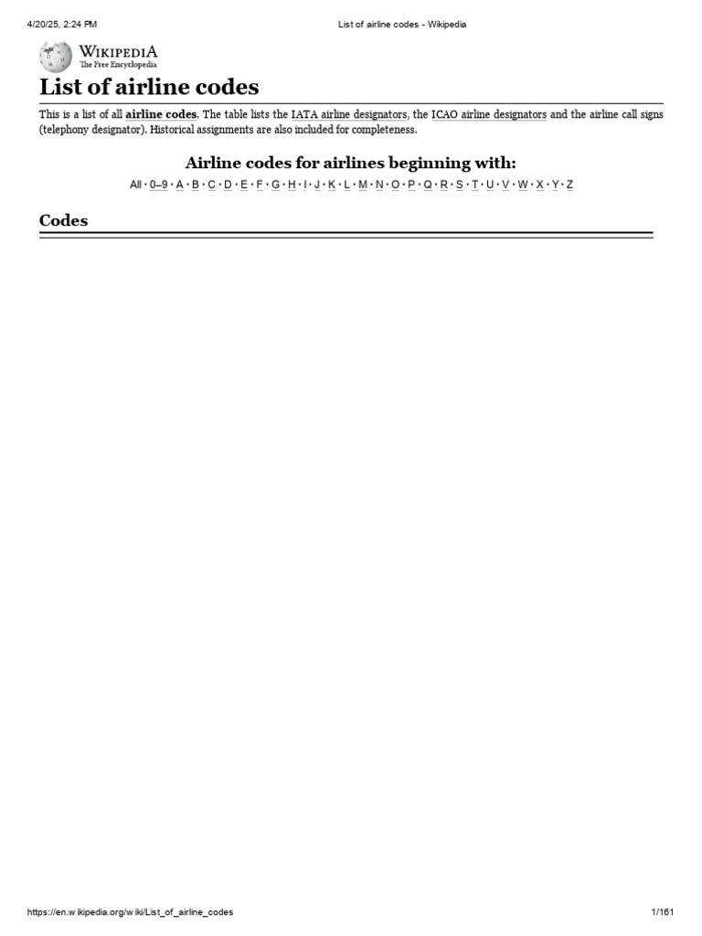 Airline Codes Directory | PDF | Airlines | Aviation
