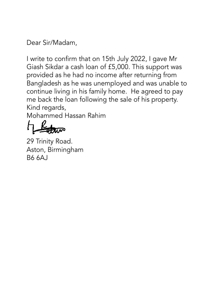 Letter Personal Loan | PDF