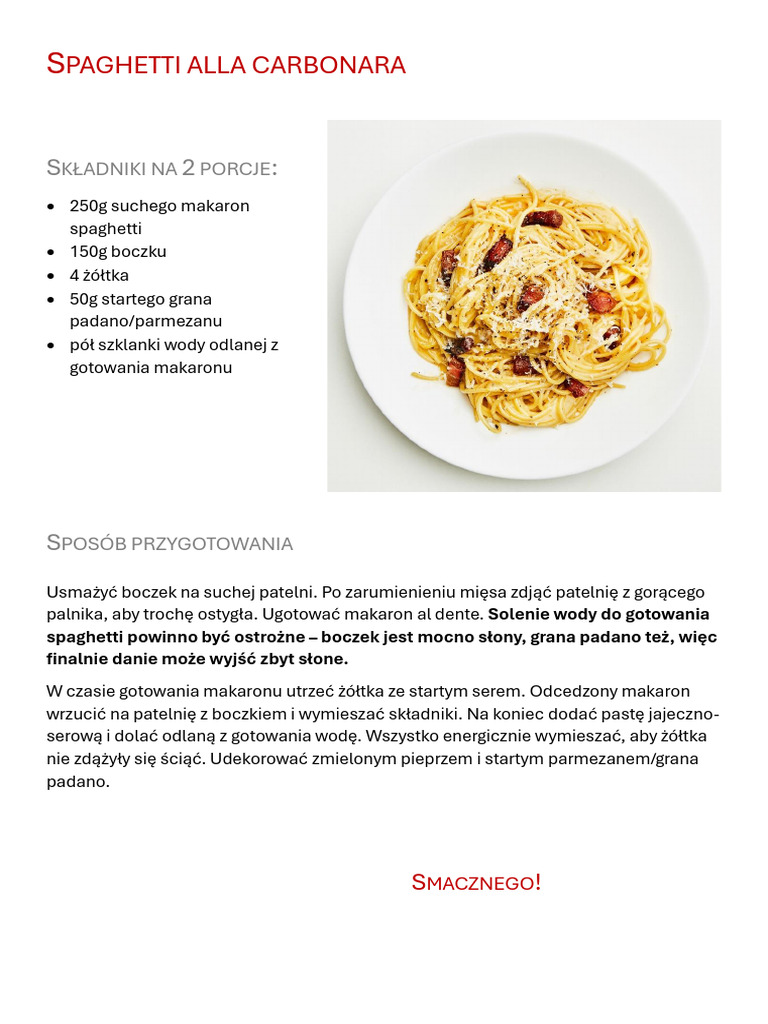 Spaghetti Alla Carbonara | PDF