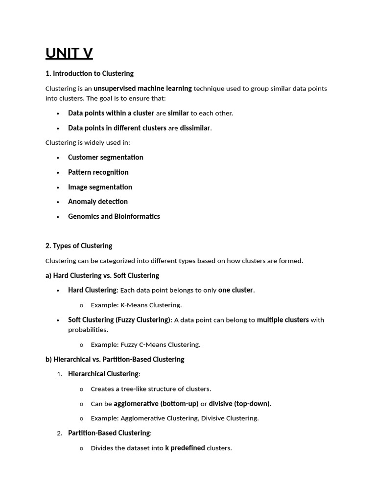 Unit V Machine Learning | PDF | Cluster Analysis | Statistical Data Types