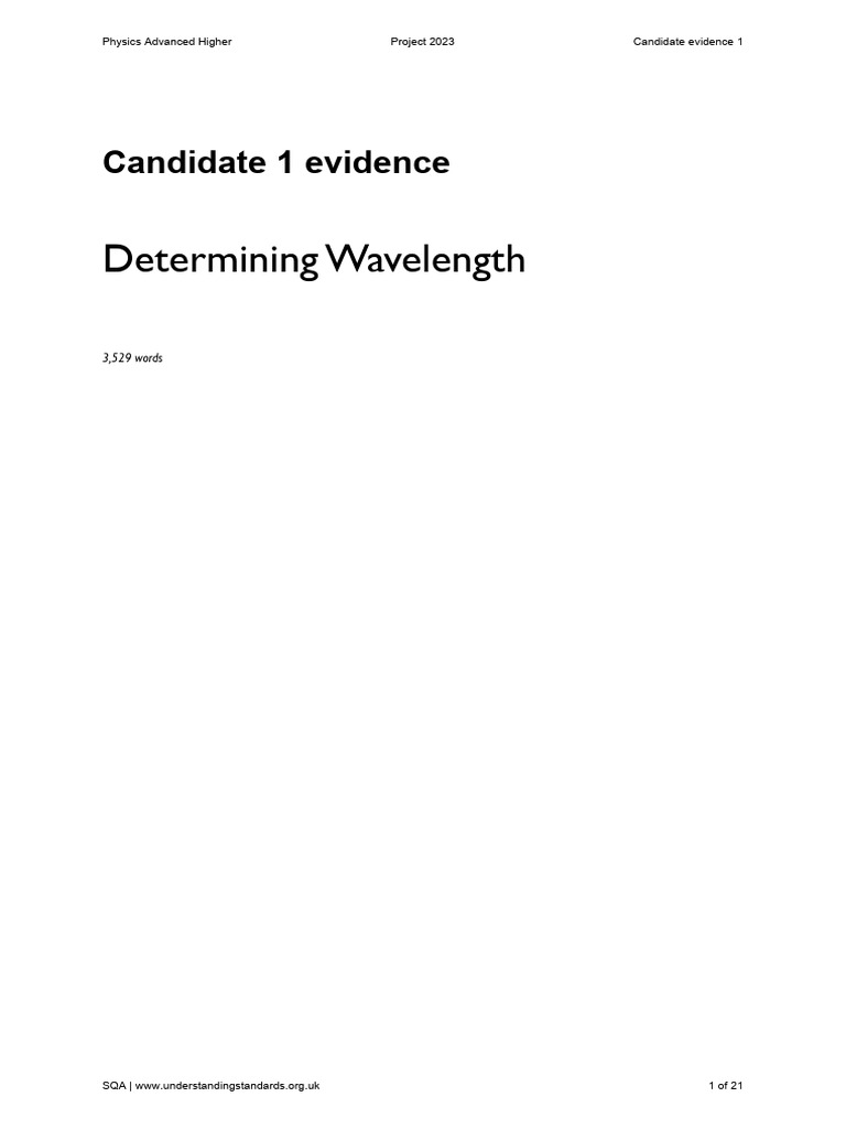 2023 24 Ah Physics Project Candidate 1 Evidenc | PDF | Diffraction | Electron