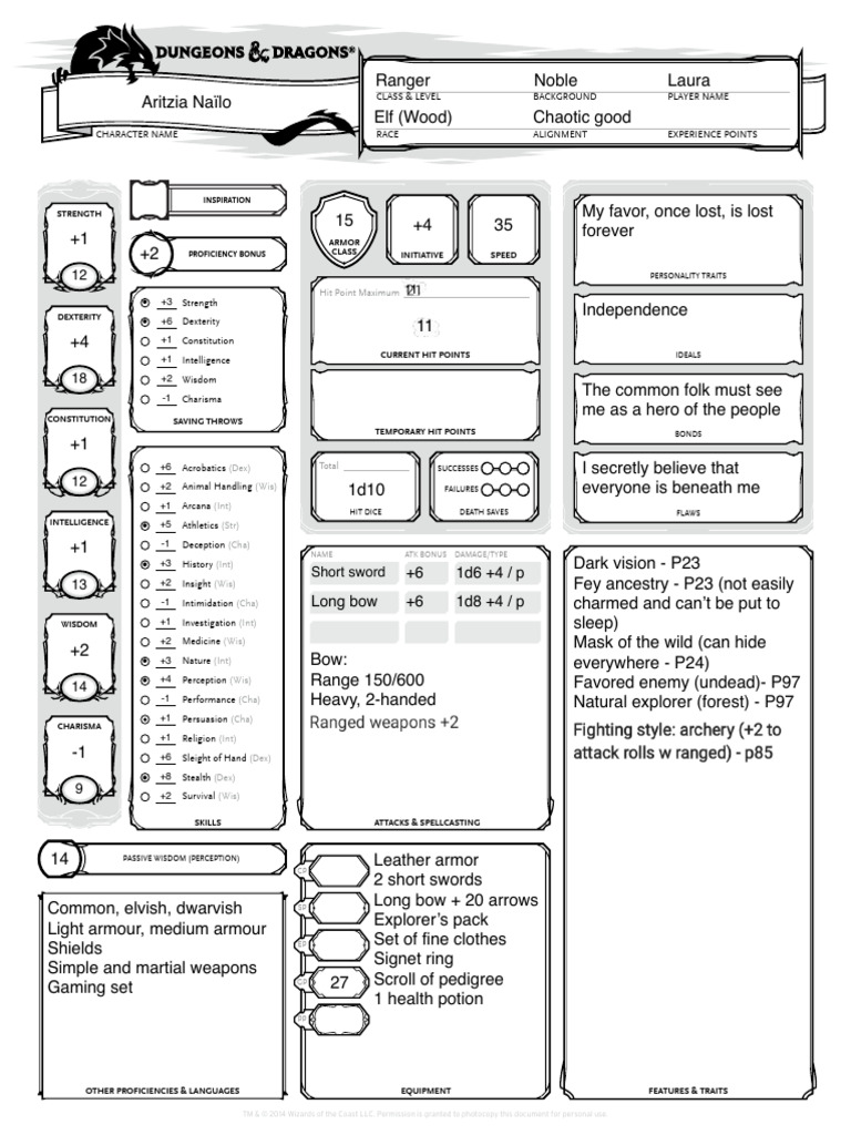 Character Sheet - Aritzia Naïlo-1 | PDF